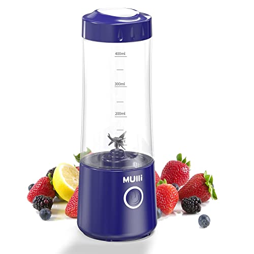 Mulli Portable Blender 16oz USB-C Rechargeable Personal Mixer for Smoothie and Shakes, Mini Blender with Six Blades,2x2000mAh for Baby Food,Travel,Gym