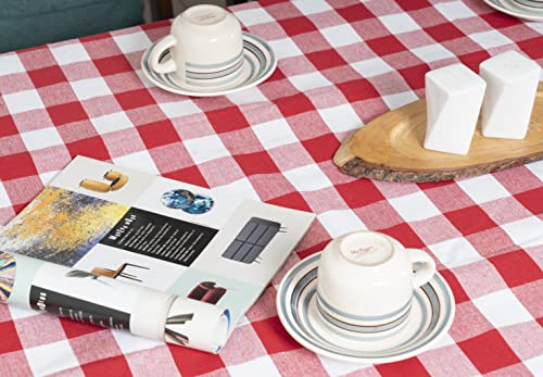 WHITEWRAP Buffalo Check Tablecloth |Red and White|60”x90”| Indoor Outdoor, Restaurant, Hotel Quality| Gingham Table décor | Table Protector for Picnic, Party and Dinner| Tabletop Washable Farmhouse
