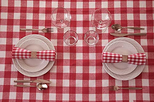 WHITEWRAP Buffalo Check Tablecloth |Red and White|60”x90”| Indoor Outdoor, Restaurant, Hotel Quality| Gingham Table décor | Table Protector for Picnic, Party and Dinner| Tabletop Washable Farmhouse