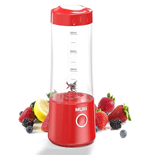 Mulli Portable Blender 16oz USB-C Rechargeable Personal Mixer for Smoothie and Shakes, Mini Blender with Six Blades,2x2000mAh for Baby Food,Travel,Gym