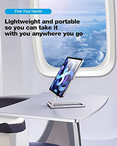 MEISO Cell Phone Stand, Fully Foldable Phone Holder for Desk, Desktop Mobile Phone Cradle Dock Compatible with iPhone, Samsung Galaxy, iPad Mini, Tablets Up to 10” (Black)