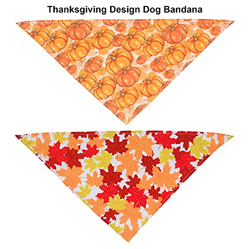 PTDECOR 4 Pack Thanksgiving Dog Bandanas Fall Autumn Dog Puppy Bandana Adjustable Dog Triangle Scarf Turkey Leaf Pumpkin Pattern Dog Thanksgiving Bandanas for Small Medium Dogs Pets
