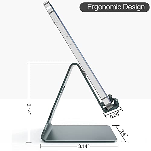 Cell Phone Stand (Black & Grey), Phone Dock, Cradle, Holder, Aluminum Desktop Cellphone Stand with Cable Collective for Office Desk, Bedside Table Compatible with iPhone 12 11 Pro Max
