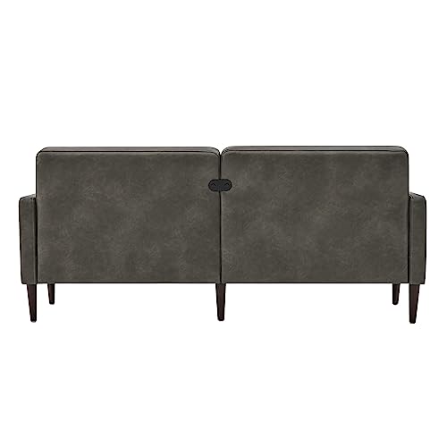 CHITA Mid-Century Sofas 73.2''W Faux Leather 3 Seat Sofa Couch Sets for Living Room Apartment, Grey
