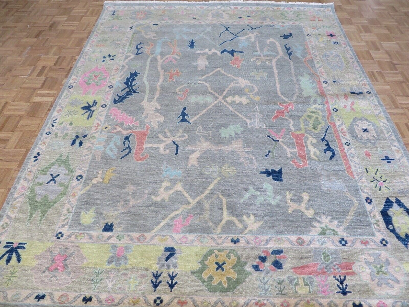 8 x 10 Hand Knotted Gray Turkish Oushak Oriental Rug G14233