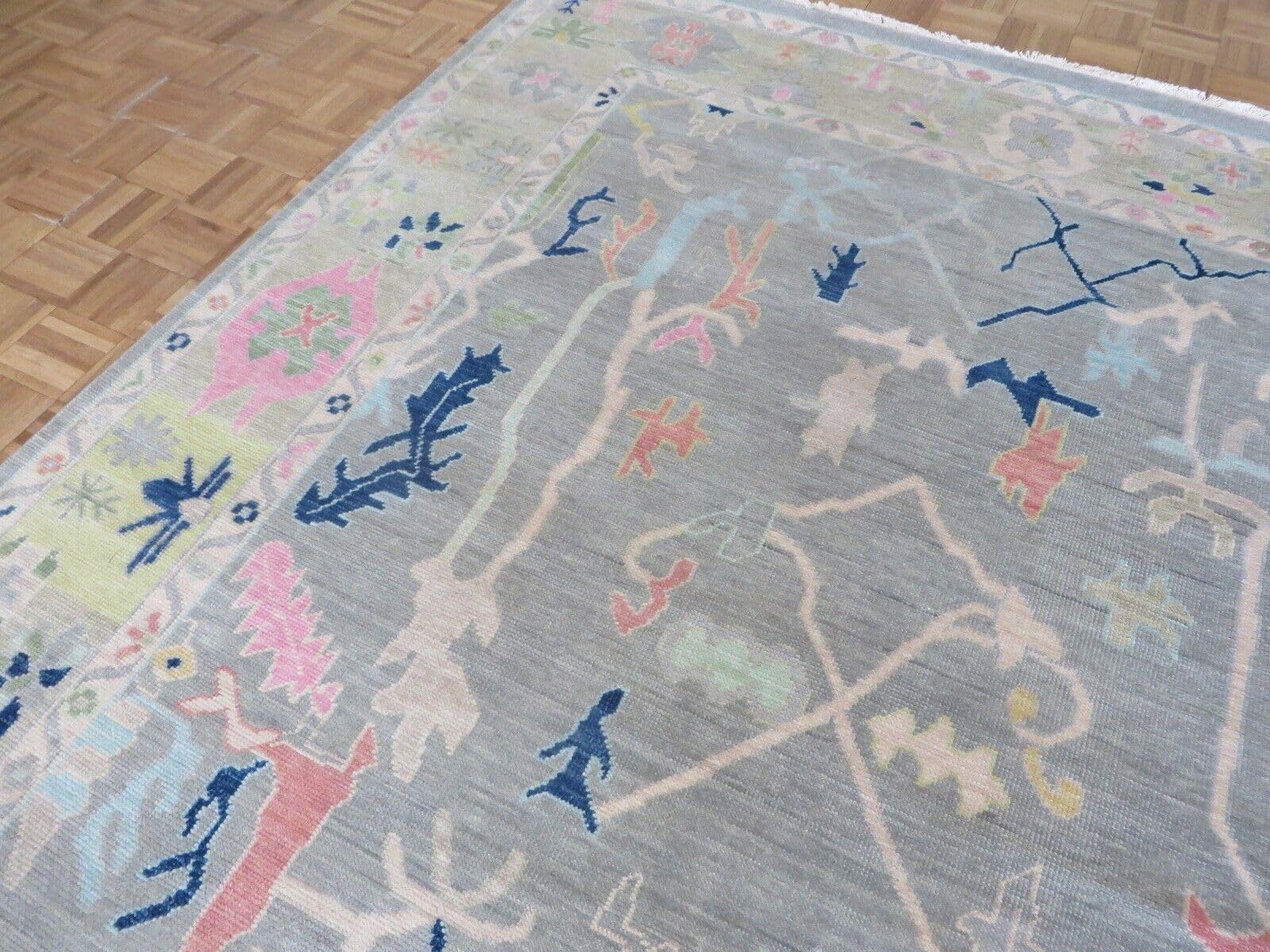 8 x 10 Hand Knotted Gray Turkish Oushak Oriental Rug G14233