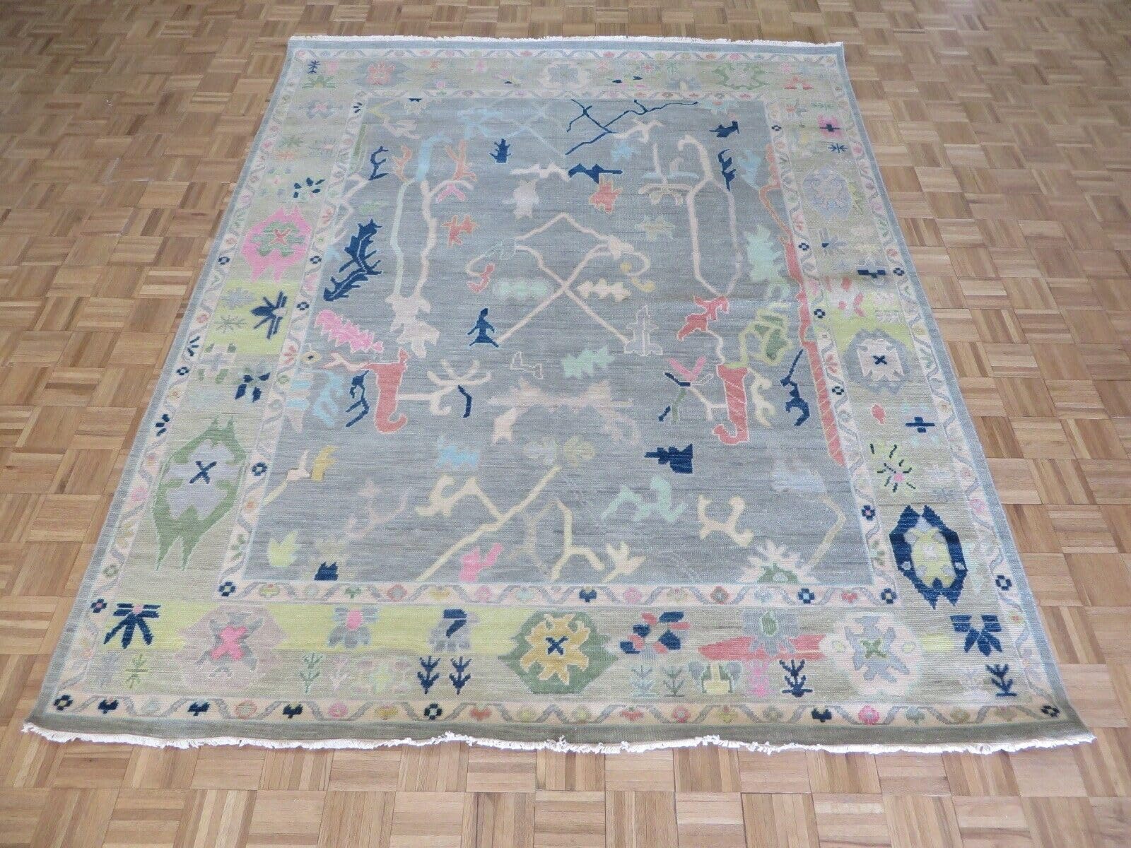 8 x 10 Hand Knotted Gray Turkish Oushak Oriental Rug G14233