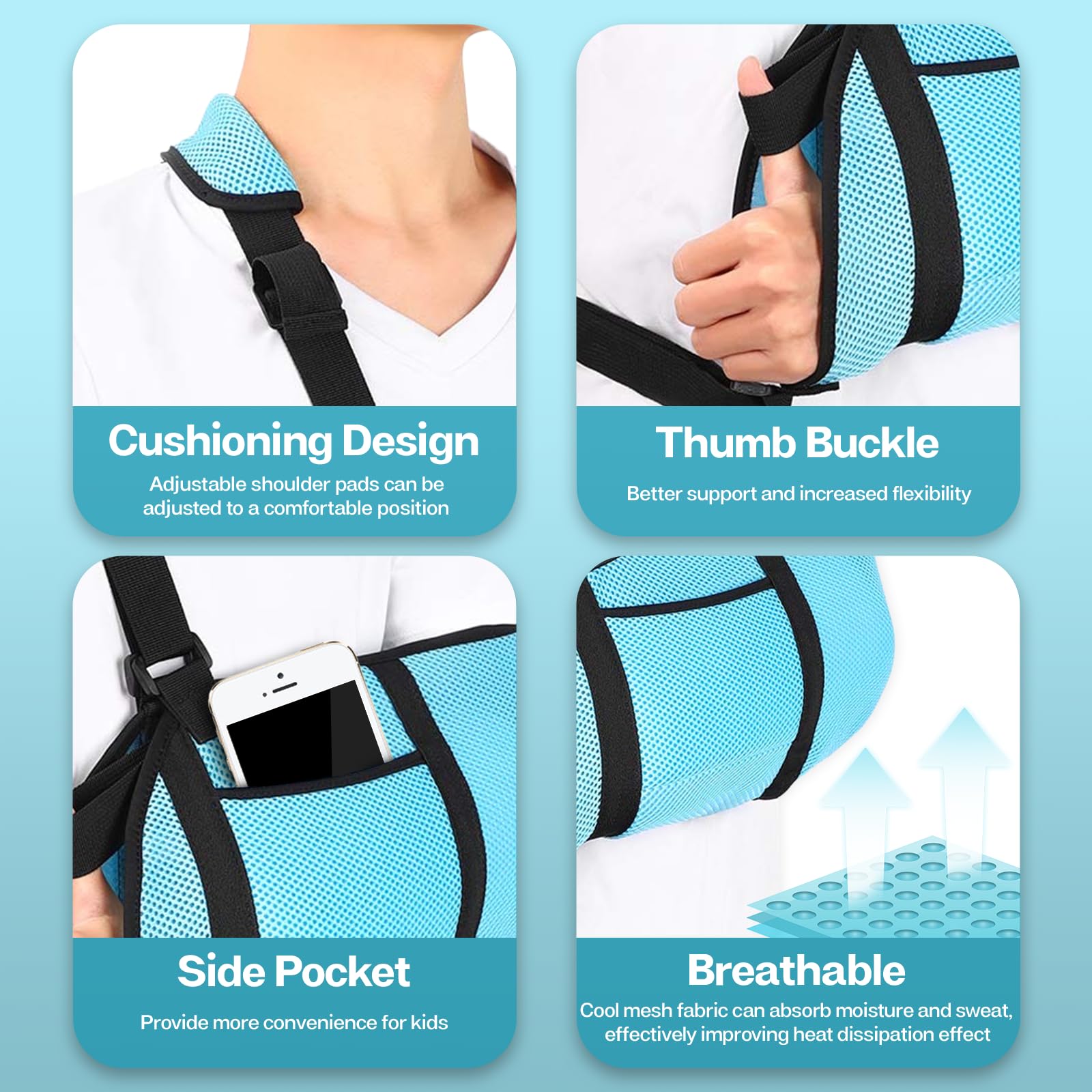 Haosie Arm Sling for Kid, Arm Support Sling Medical Child Arm Sling with Waist Strap, Padded Children Arm Support Sling Shoulder Immobilizer for Broken Elbow, Left or Right Arm
