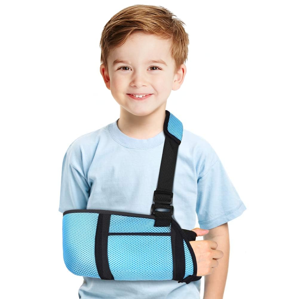 Haosie Arm Sling for Kid, Arm Support Sling Medical Child Arm Sling with Waist Strap, Padded Children Arm Support Sling Shoulder Immobilizer for Broken Elbow, Left or Right Arm