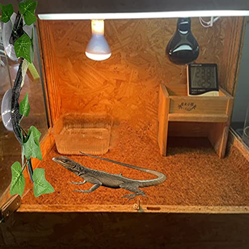PINVNBY Reptile Corner Branch Resin Climb Tree Branch Decor with Leaves Terrarium Plant Decoration with Suction Cup Gecko Plant Ornament for Amphibian Lizard Snake Climbing