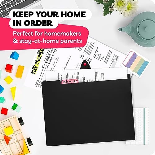 Accordion File Organizer - Expanding File Folder - File Folder Organizer - (5 Pockets, Plastic, for 8.5 x 11) - Expandable File Folder - Accordion Folder (Black)
