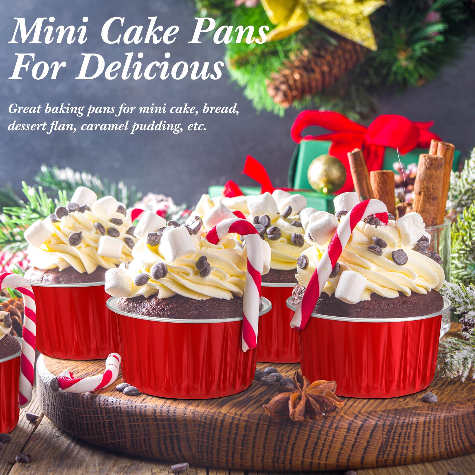 Gejoy 400 Pcs Disposable Ramekins 5 oz Aluminum Foil Baking Cups with Lids Mini Creme Brulee Cupcake Liners Muffin Pans Flan Mold Dessert Tin Container for Wedding Birthday Party(Red)