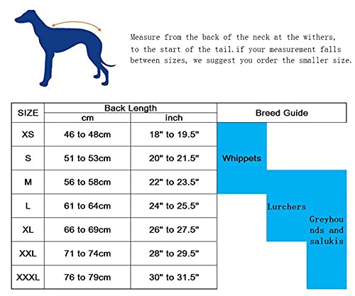 Greyhound Lurcher Winter Coat, Whippet Coat with Padded Fleece, Waterproof Dog Jacket with Adjustable Bands and Zipper Harness Hole - Red - Medium