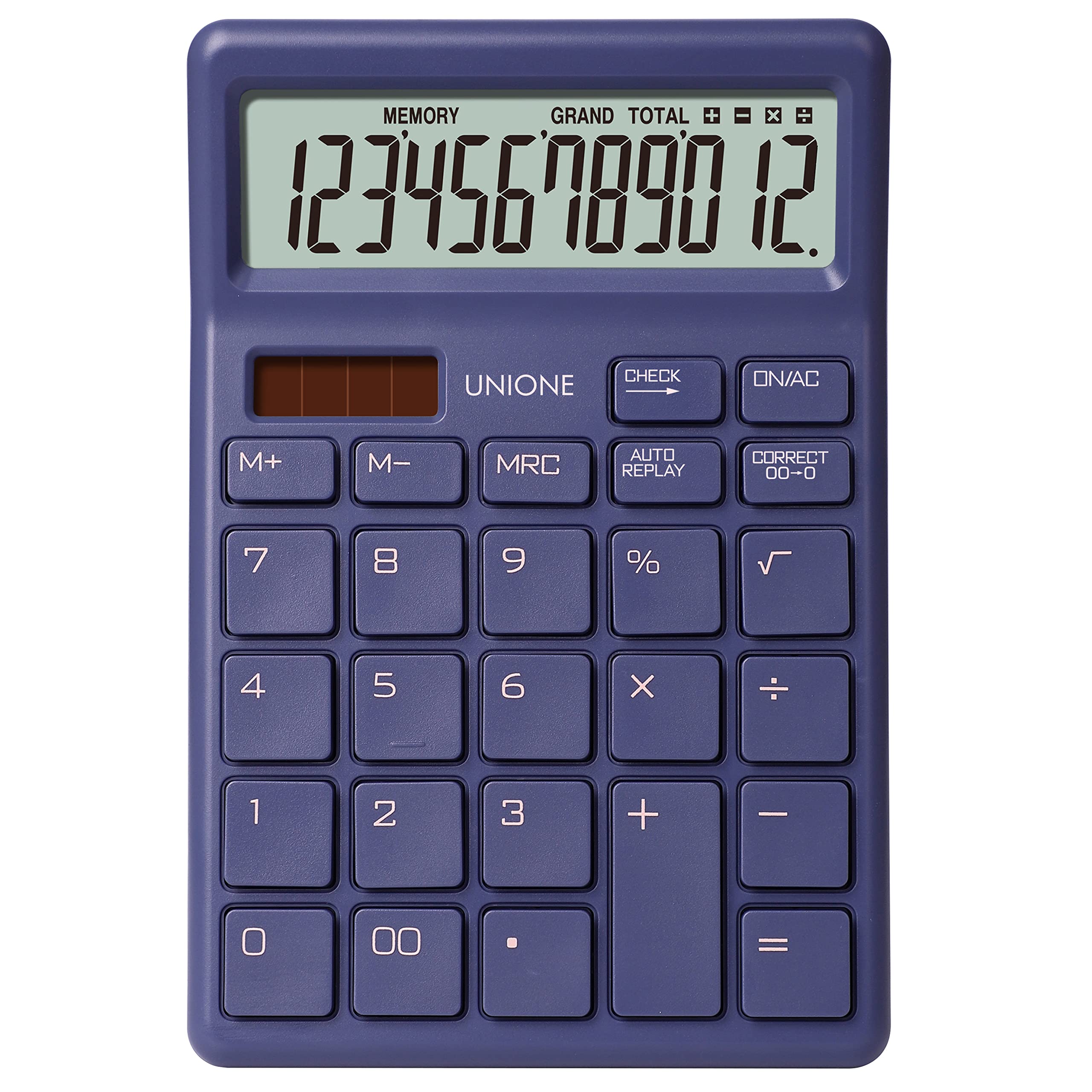 UNIONE Desktop Beige Calculator with a Bright LCD, Dual Power Handheld Desktop. Color. Business, Office, High School, 4×6 inch
