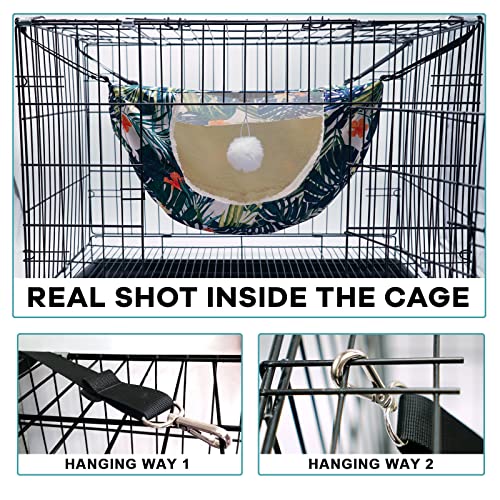TIRTI Cat Cage Hammock, Double Layer Soft Plush Hanging Pet Bed, Suitable for Indoor Cats Kitten Ferret Hamster Rabbit or Small Animals, 2 Level Comfortable Hammock Bed for Spring/Summer/Winter
