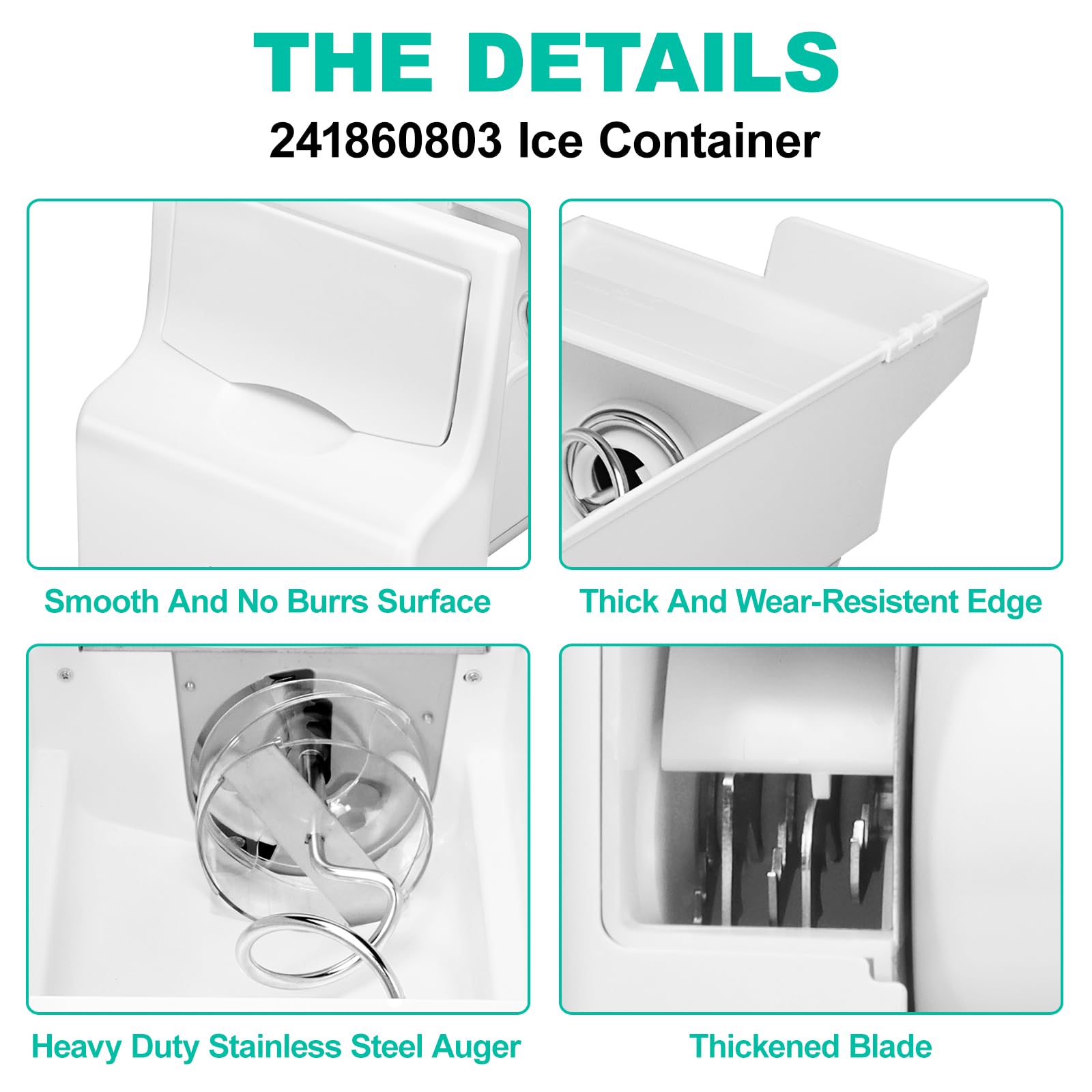 Upgraded 241860803 Refrigerator Ice Bucket Assembly Compatible with Frigidaire Ice Maker Replacement Ice Bin Container Parts AP4300918 LFSS2612TF0 LFSS2612TE0 FFSS2615TS0 FFHS2611PFEA Ice Maker