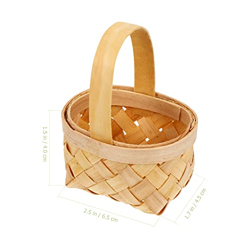 YARNOW Small Wicker Basket with Handle 4pcs Woven Storage Baskets Wedding Flower Girl Basket Rustic Decorative Flower Basket Empty Gift Basket Candy Storage Basket (S) Small Woven Basket with Handle
