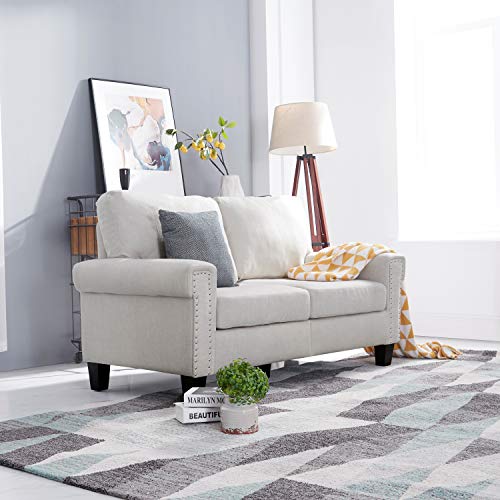 LOKATSE HOME Upholstered Loveseat Sofa Comfortable Modern Couch Indoor Furniture for Living Room, Bedroom, Office, Beige