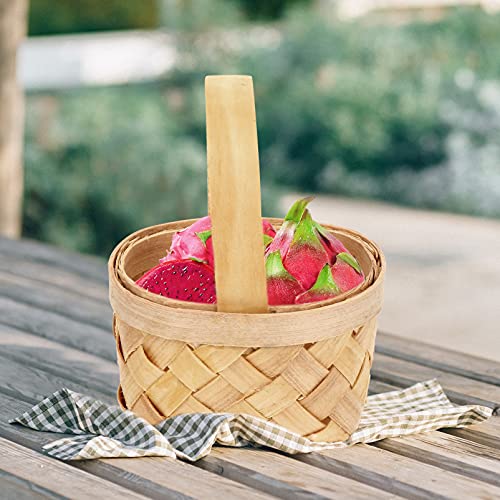 YARNOW Small Wicker Basket with Handle 4pcs Woven Storage Baskets Wedding Flower Girl Basket Rustic Decorative Flower Basket Empty Gift Basket Candy Storage Basket (S) Small Woven Basket with Handle