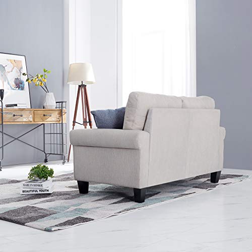 LOKATSE HOME Upholstered Loveseat Sofa Comfortable Modern Couch Indoor Furniture for Living Room, Bedroom, Office, Beige