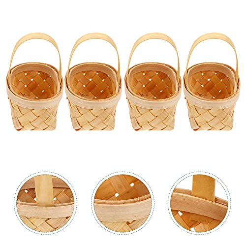YARNOW Small Wicker Basket with Handle 4pcs Woven Storage Baskets Wedding Flower Girl Basket Rustic Decorative Flower Basket Empty Gift Basket Candy Storage Basket (S) Small Woven Basket with Handle