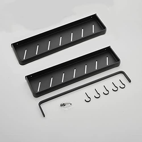 AceLuxur Wall Mounted Stainless Steel Shower Caddy Basket Shelf for Shampoo, No Drilling Adhesive Shower Shelf Storage Organizer, 2 Pack (12 In/ 30 cm, Black)