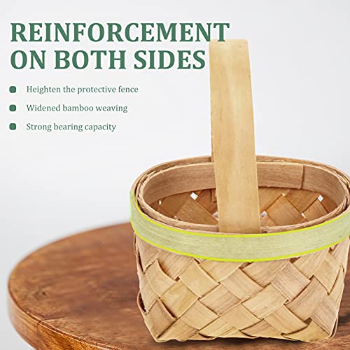 YARNOW Small Wicker Basket with Handle 4pcs Woven Storage Baskets Wedding Flower Girl Basket Rustic Decorative Flower Basket Empty Gift Basket Candy Storage Basket (S) Small Woven Basket with Handle