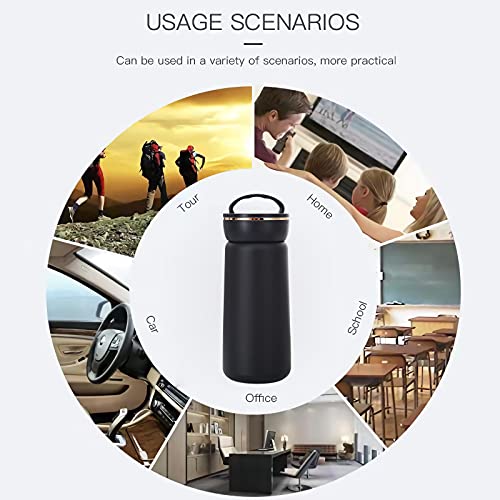 Vacuum Insulated Hot Water Bottle Stainless Steel Flask Travel Mug Coffee Cup 13OZ ,Black