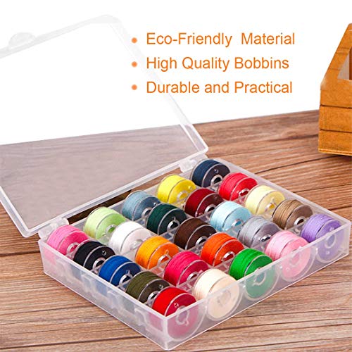 Bobbin Box,Machine Bobbin Organizer Plastic Case,Transparent 25 Slots Empty Bobbins Spools Box,Sewing Craft Plastic Case Storage Box for Sewing Machine (2-Pack 50Bobbins)