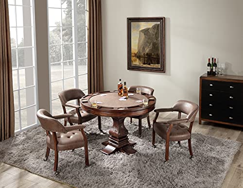 MODERION Solid Wood Boss Caption's Chairs,Dinning Chairs with Wheels and Arms,Office Desk Chairs, Classic Swivel Accent Chairs with Upholstered,Dinner Chairs, 31.5¡±H for Living Room Retro SY318DK