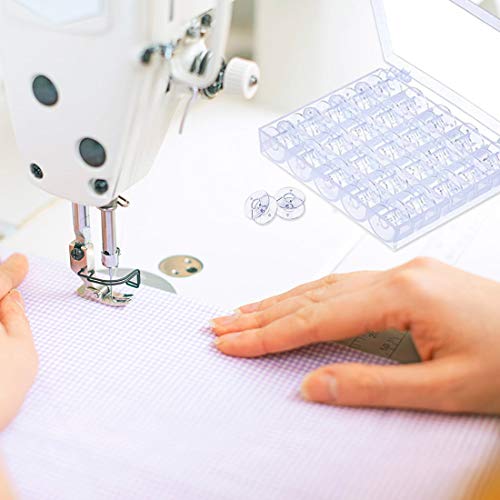 Bobbin Box,Machine Bobbin Organizer Plastic Case,Transparent 25 Slots Empty Bobbins Spools Box,Sewing Craft Plastic Case Storage Box for Sewing Machine (2-Pack 50Bobbins)