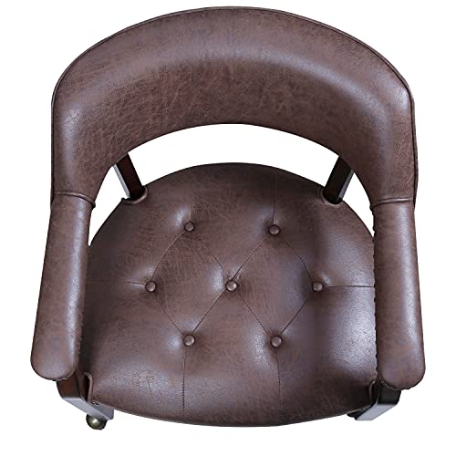 MODERION Solid Wood Boss Caption's Chairs,Dinning Chairs with Wheels and Arms,Office Desk Chairs, Classic Swivel Accent Chairs with Upholstered,Dinner Chairs, 31.5¡±H for Living Room Retro SY318DK