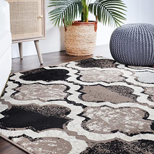 BLUENILEMILLS BNM Indoor Small Area Rug with Jute Backing, Perfect for Kitchen, Bedroom, Hardwood, Living Room, Dorm, Entry, Office, Transitional Versatile Design, Viking Collection, 5' x 5', Ivory