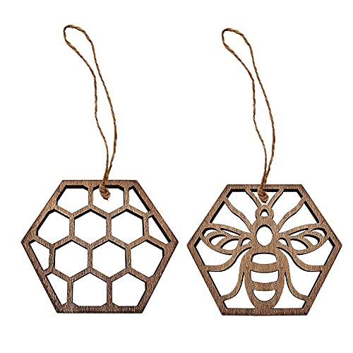 10Pcs Wooden Coaster Hollow Hex Wooden Cup Cushion Honeycomb Design Cup Pad Wall Art Decoratiob for Bee Lovers Collection Housewarming Gift Coffee DIY Bar Home Decor(10Pcs, Bees)