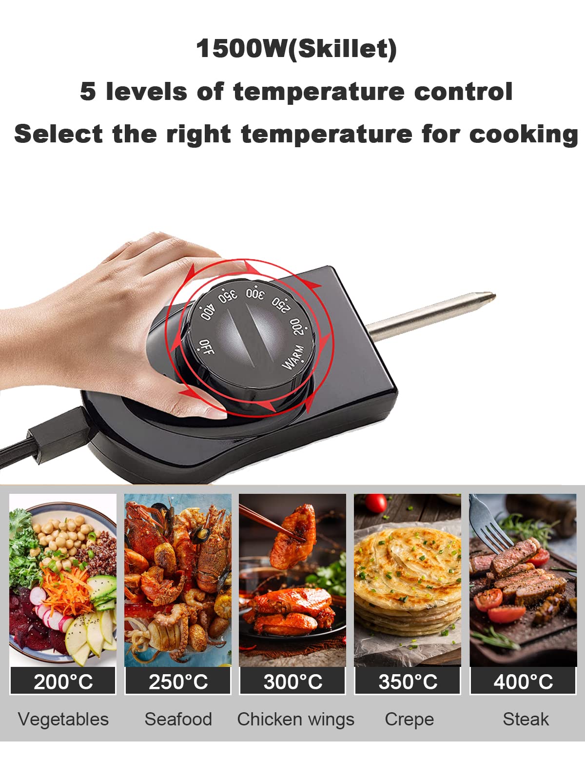 Ceramic Nonstick 16-inch Electric Skillets - Tempered Glass Cover with Stay Cool Handle, Esay Cleaning