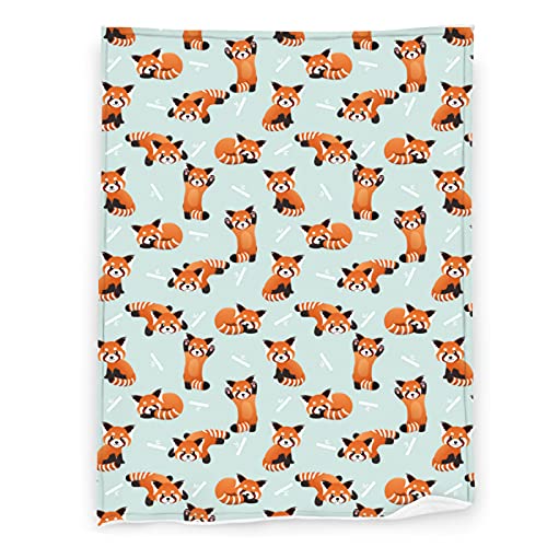 Cute Red Panda Bamboo Throw Blanket Soft Lightweight Warm Flannel Comfort Gift Throws Bedding for Home Bed Sofa Couch Travel