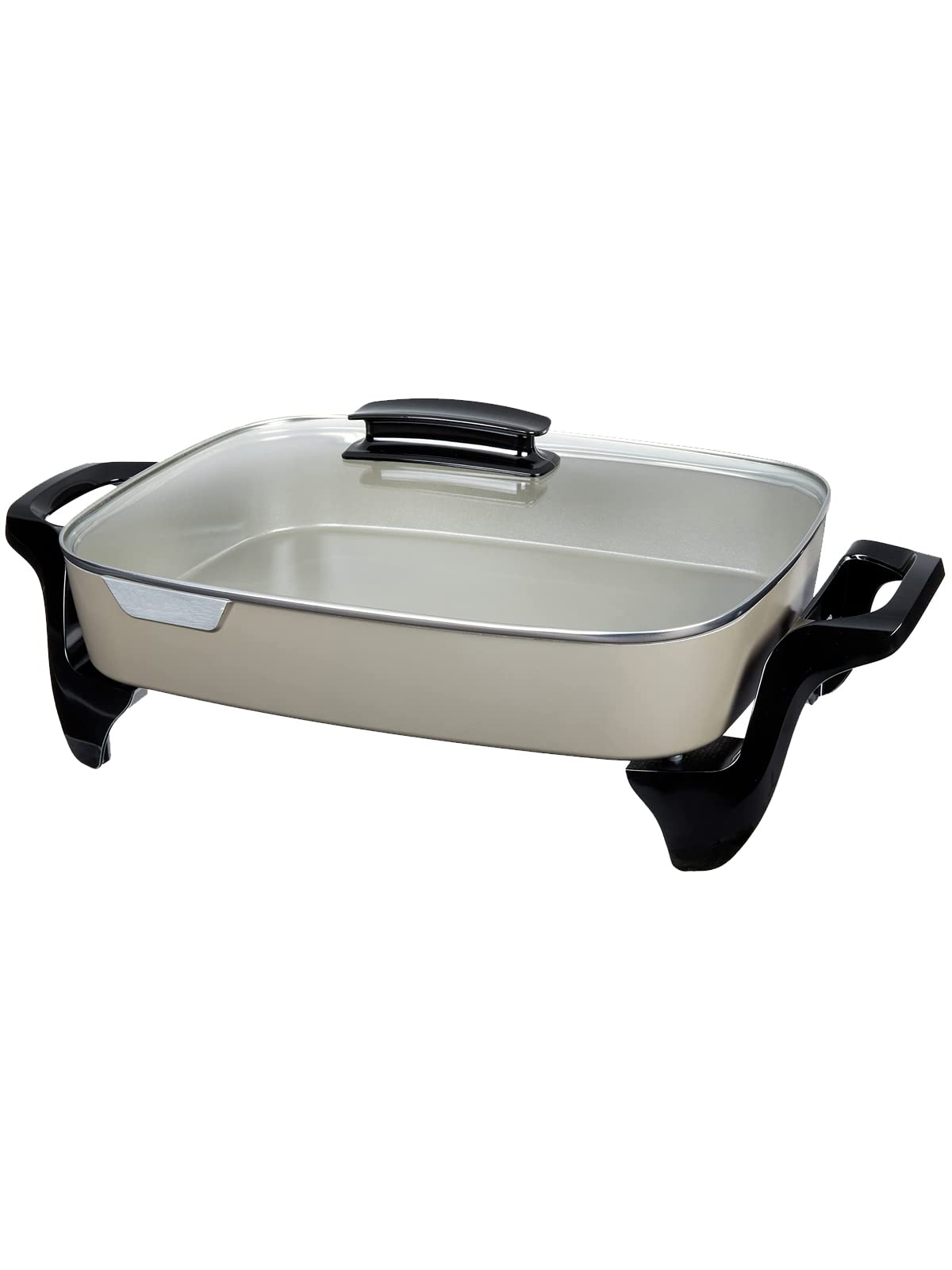 Ceramic Nonstick 16-inch Electric Skillets - Tempered Glass Cover with Stay Cool Handle, Esay Cleaning
