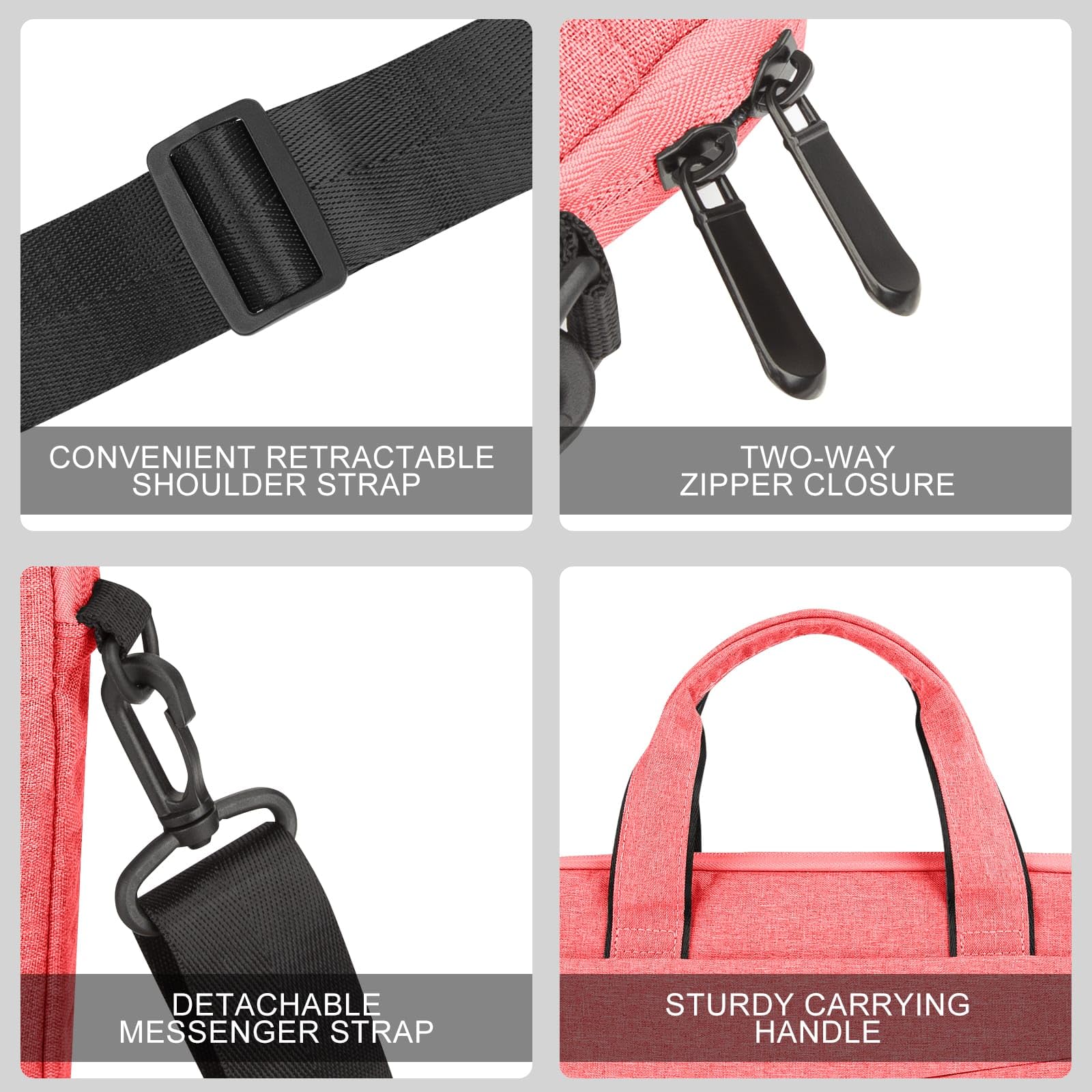 MicaYoung Laptop Sleeve Shoulder Bag 13-14 Inch PC Portable Handbag Carrying Case Compatible with 14 inch VivoBook/ZenBook/ThinkPad Acer ASUS Dell HP Chromebook Samsung Notebook Surface, Pink