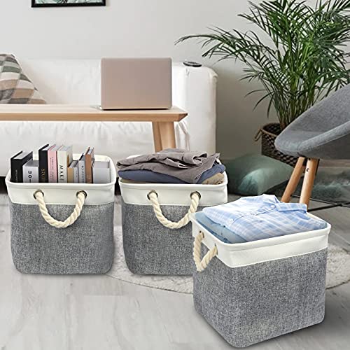 Jizfmion 12x12 inch Storage Cubes,Foldable Storage Bins 3-Pack,Decorative Fabric Organizer bin for Shelves,Clothes,Toys,Blankets,Office
