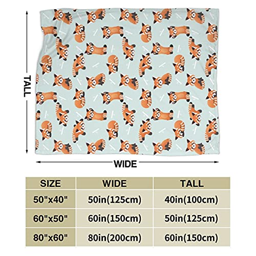 Cute Red Panda Bamboo Throw Blanket Soft Lightweight Warm Flannel Comfort Gift Throws Bedding for Home Bed Sofa Couch Travel