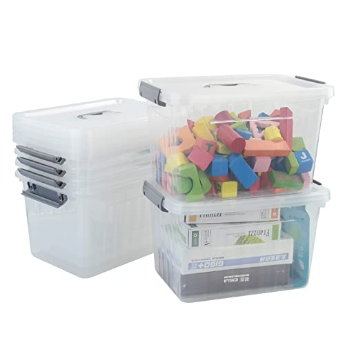 Callyne 10 L Clear Plastic Storage Box, 6-Pack Storage Latch Box