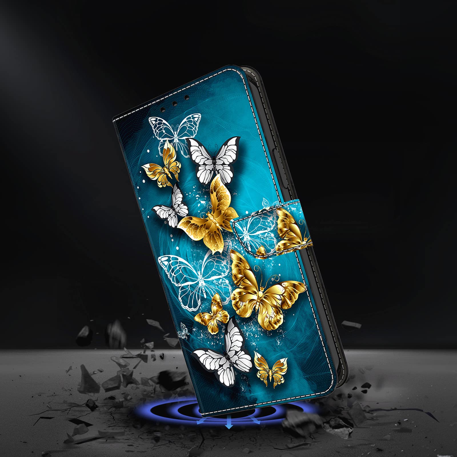 ALILANG for Samsung Galaxy S9 Plus Wallet Case with Credit Card Holder, Flip Book PU Leather Protective Magnetic Cover for Samsung S9 Plus Phone Case-Green Butterfly