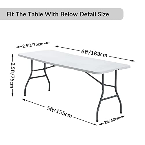Pzzpzs Spandex Table Cover Fitted Rectangle 6FT Folding Tables Stretchable Fabric Lycra Tablecloth for Wedding, White