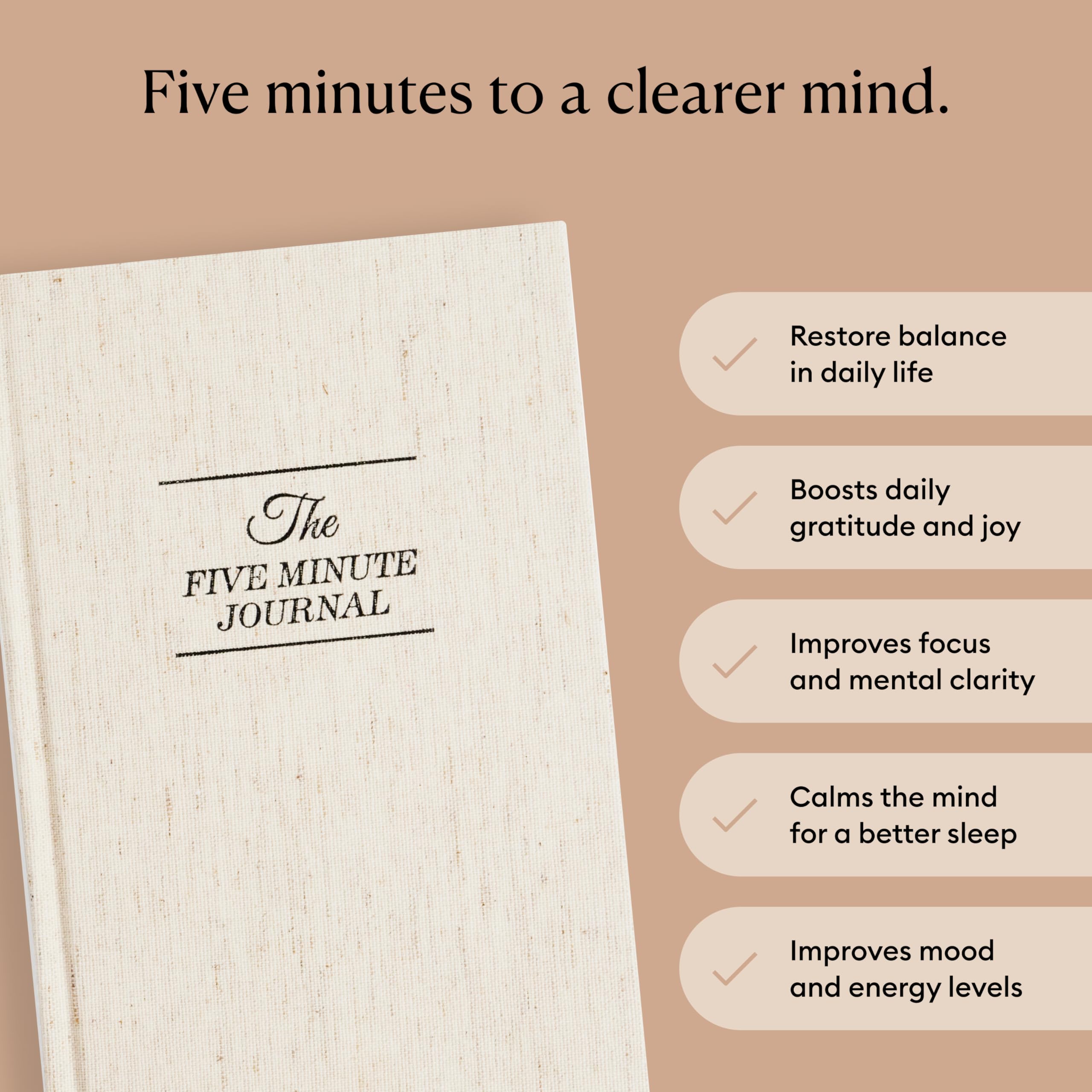 The Five Minute Journal, Original Daily Gratitude Journal, Reflection & Manifestation Journal for Mindfulness, Undated Daily Journal, Plastic-Free, White - Intelligent Change
