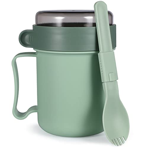Soup Mug:Microwavable Soup Mug with Lid and Scoop Soup to Go Container Cereal Cup with Cover for Soups, Noodles, Hot Cereal and More