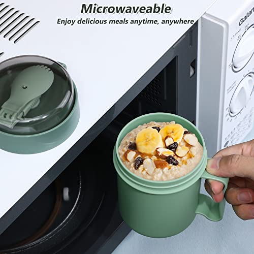 Soup Mug:Microwavable Soup Mug with Lid and Scoop Soup to Go Container Cereal Cup with Cover for Soups, Noodles, Hot Cereal and More
