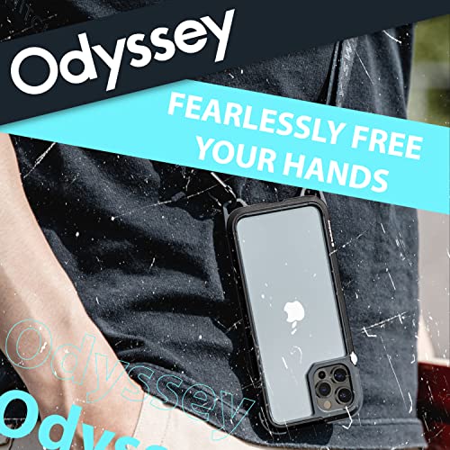 SWITCHEASY Rugged iPhone 13 Case with Strap - Odyssey, US Military-Grade Drop Protection, Aluminum Alloy 6.1" Crossbody Case with Lanyard, Adjustable Fashion Neck Strap (Classic Black, 2 Lens)