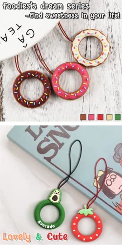 Innoc Lanyard Finger Strap Ring Strap 5 Pcs Phone Lanyard Grip Holder Cute Donuts Silicone Small Short Lanyard for Phone/USB/MP3/Key/Car Keychain