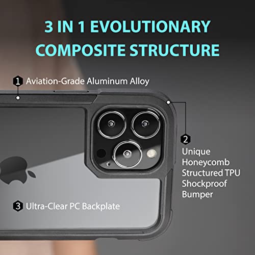 SWITCHEASY Rugged iPhone 13 Case with Strap - Odyssey, US Military-Grade Drop Protection, Aluminum Alloy 6.1" Crossbody Case with Lanyard, Adjustable Fashion Neck Strap (Classic Black, 2 Lens)