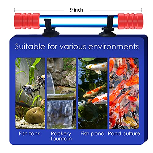 TAISHAN Aquarium Clean Light,9W&11W&13W UV Sanitizer Submersible Light with Timer,Aquarium Water Clean with Shading Strip,Green Clear Waterproof Clean Lamp for Pond,Swimming Pool,Indoor